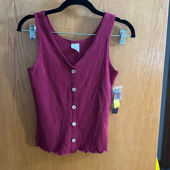 No Boundaries | Tops | Nwt Ribbed Button Front Maroon Tank Top | Poshmark